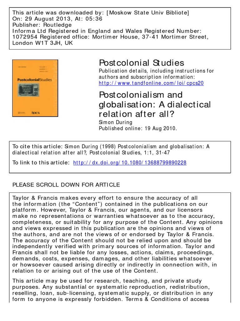 Postcolonialism and Globalisation | PDF | Postcolonialism | Globalization