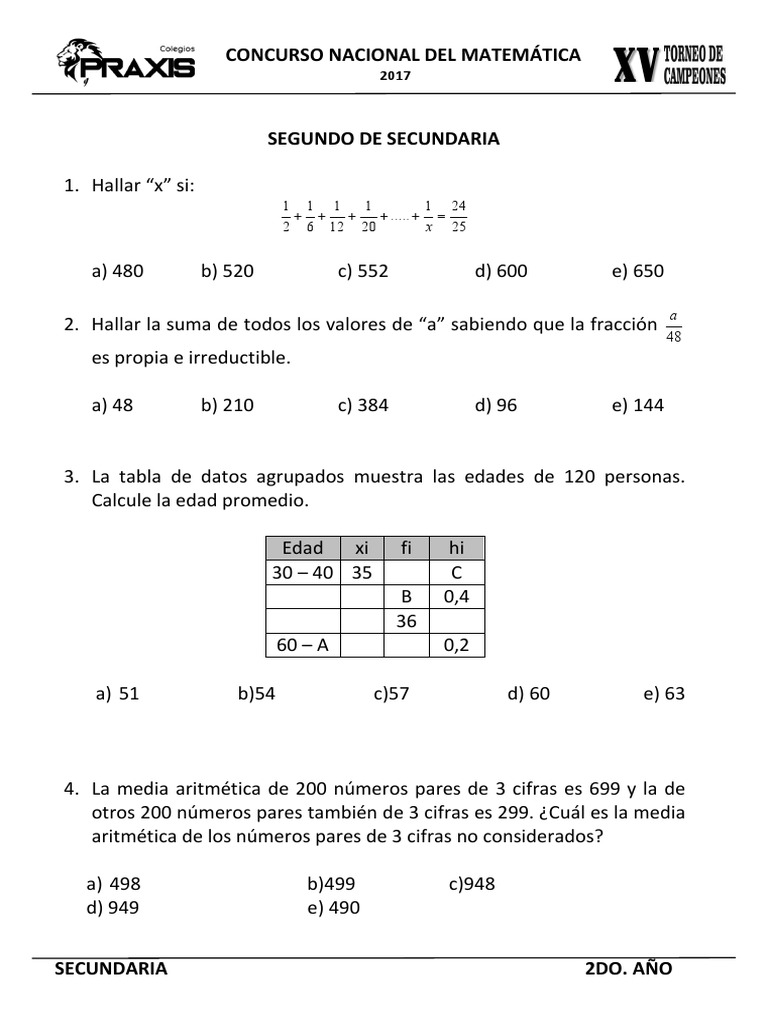 Matematica 2do Sec | PDF
