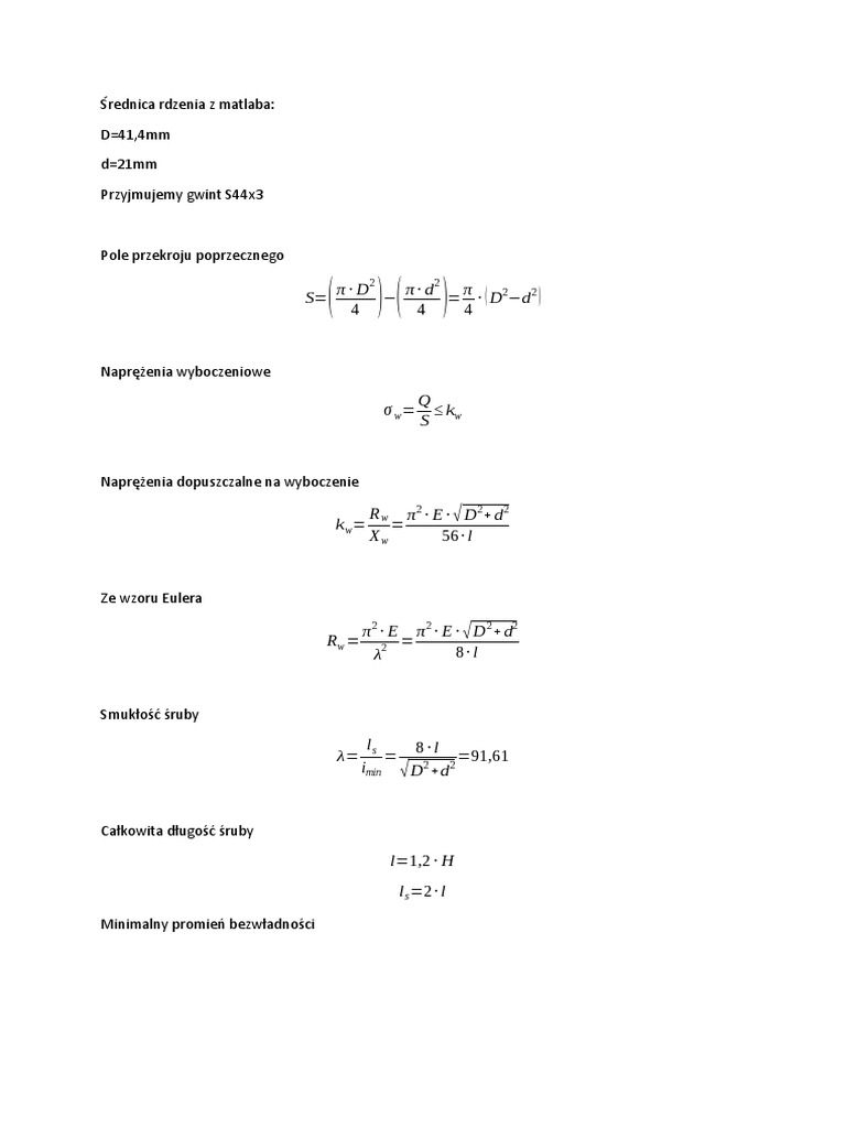 Obliczenia projekt | PDF
