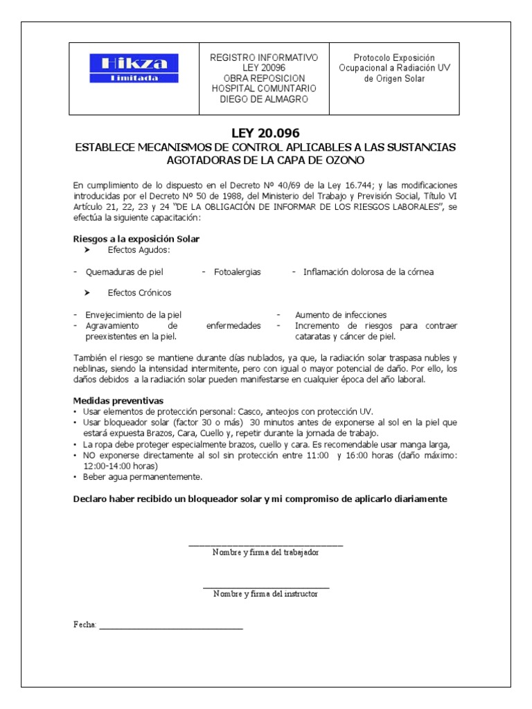 REGISTRO INFORMATIVO LEY 20096 | PDF | Protector solar | Especialidades ...