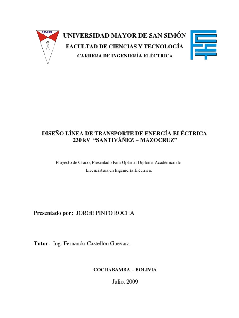 UMSS - Diseño Línea de Transporte de Energía Eléctrica | PDF