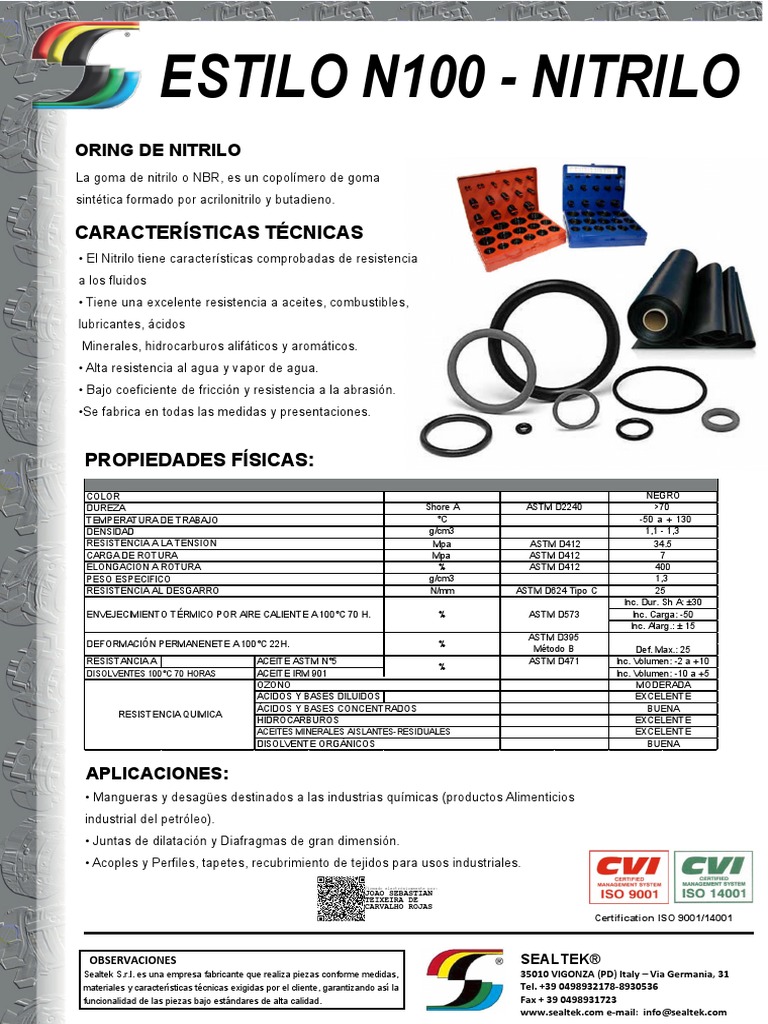 6-14-2 Ficha Tecnica Item 5 n100 Nitrilo | PDF | Petróleo | Hidrocarburos