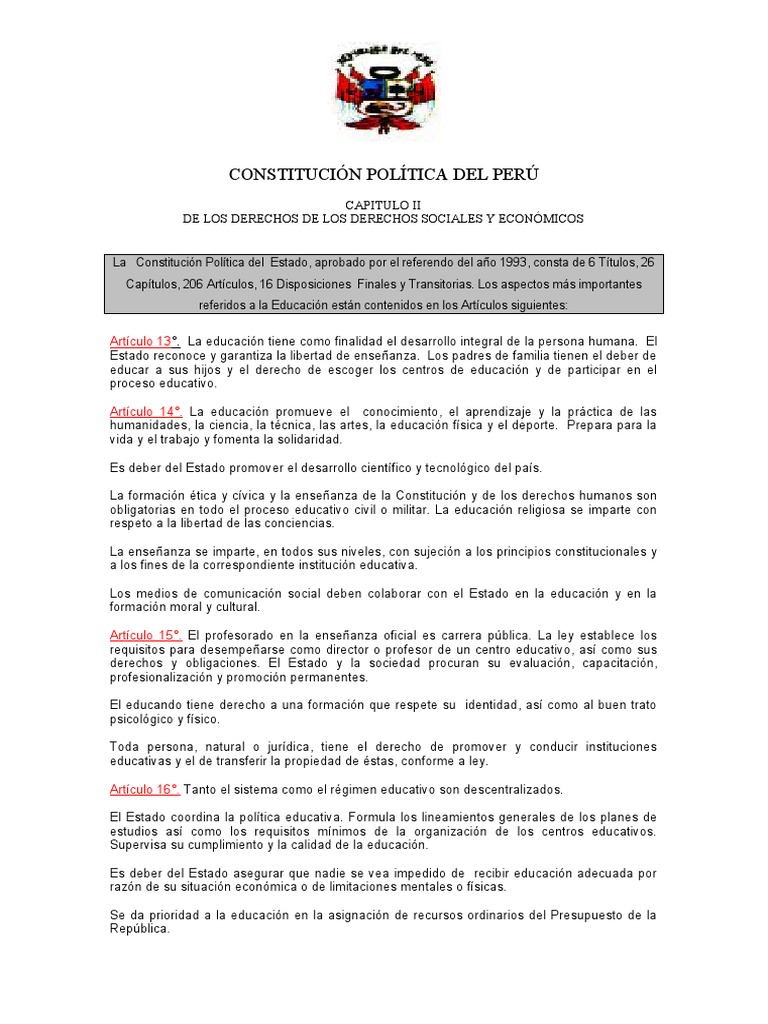 Constitución Política Del Perú | PDF