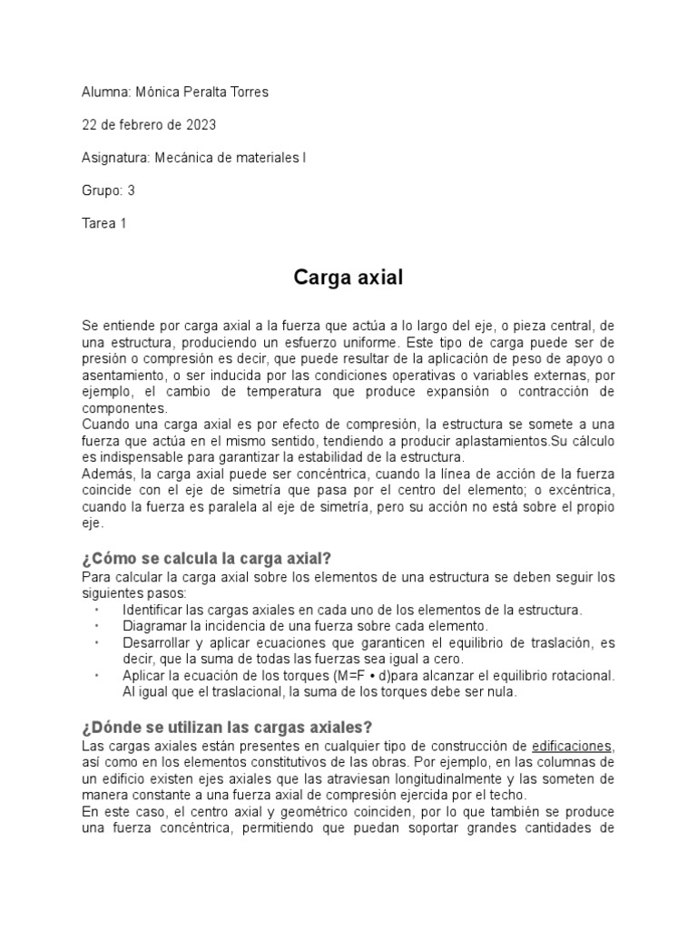 Carga Axial en Estructuras | PDF | Fuerza | Resistencia de materiales