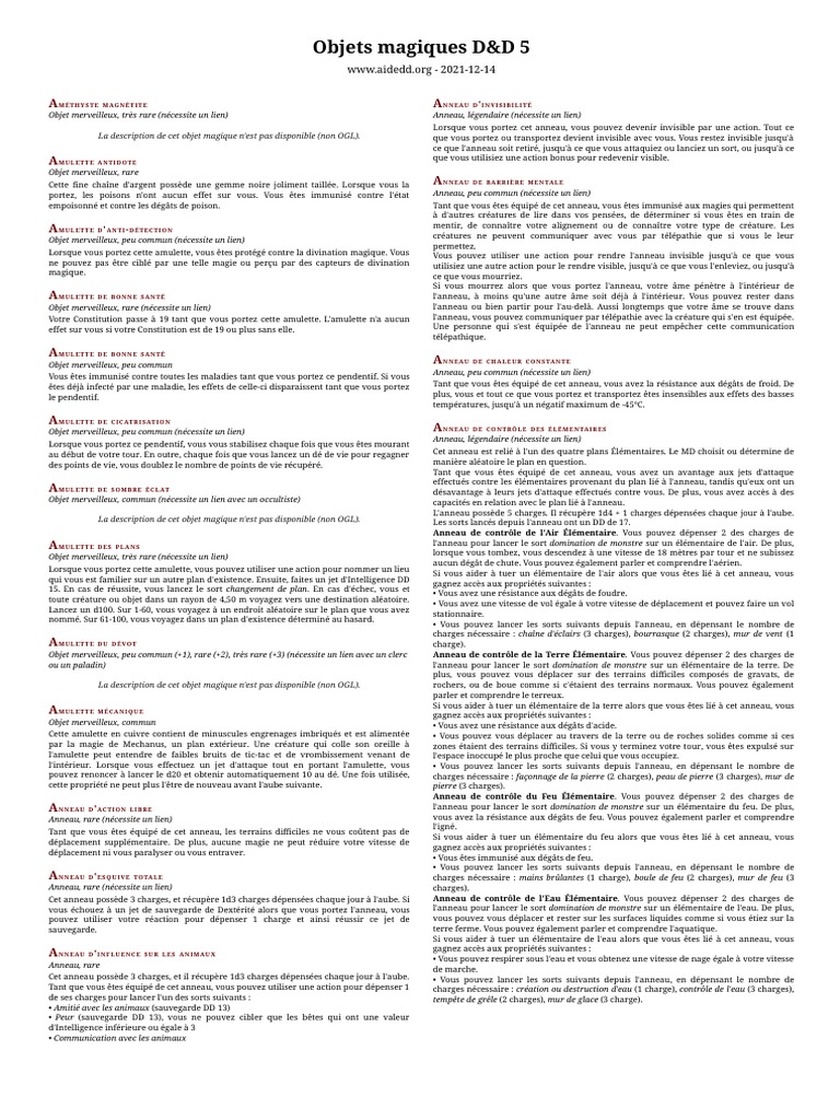 Objets Magiques D&D 5e | PDF | Foudre | Eau