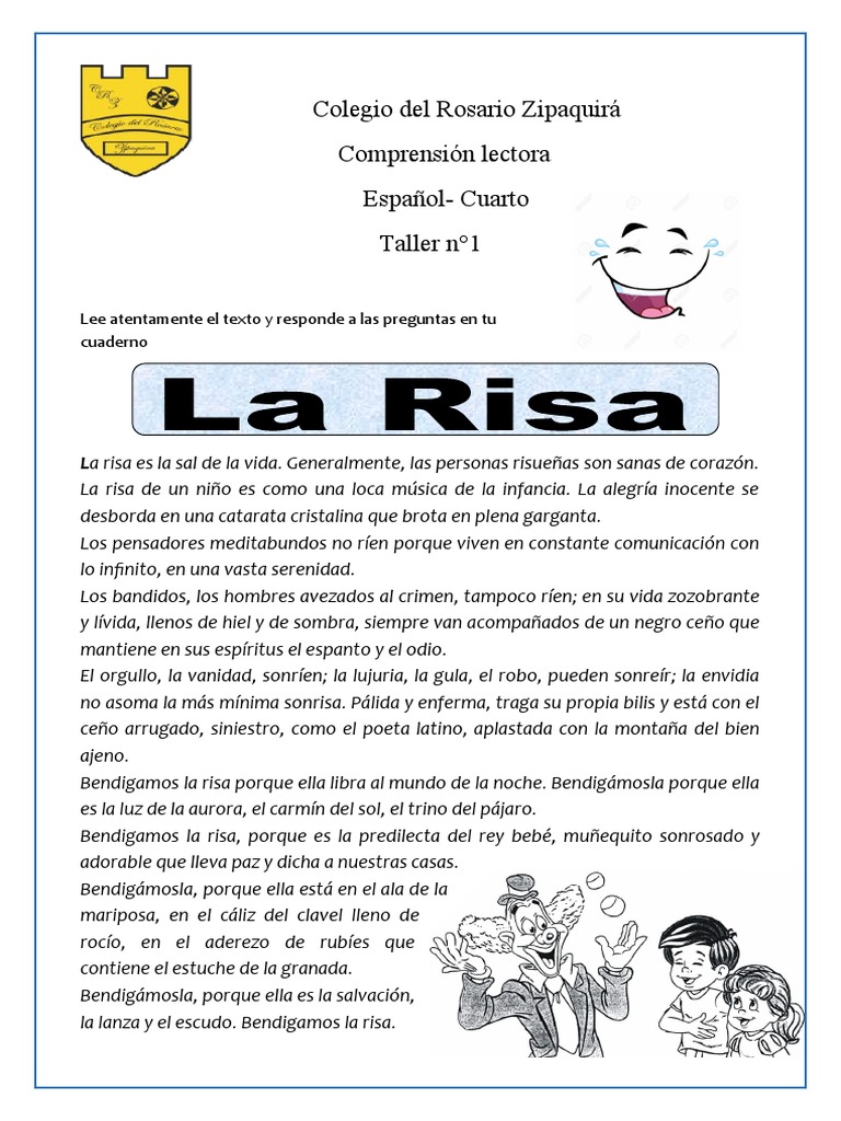 Ficha La Risa para Cuarto de Primaria | PDF