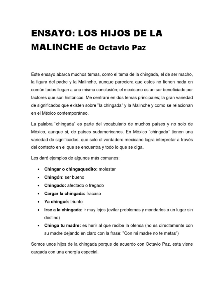 ENSAYO Los Hijos de La Malinche | PDF | México