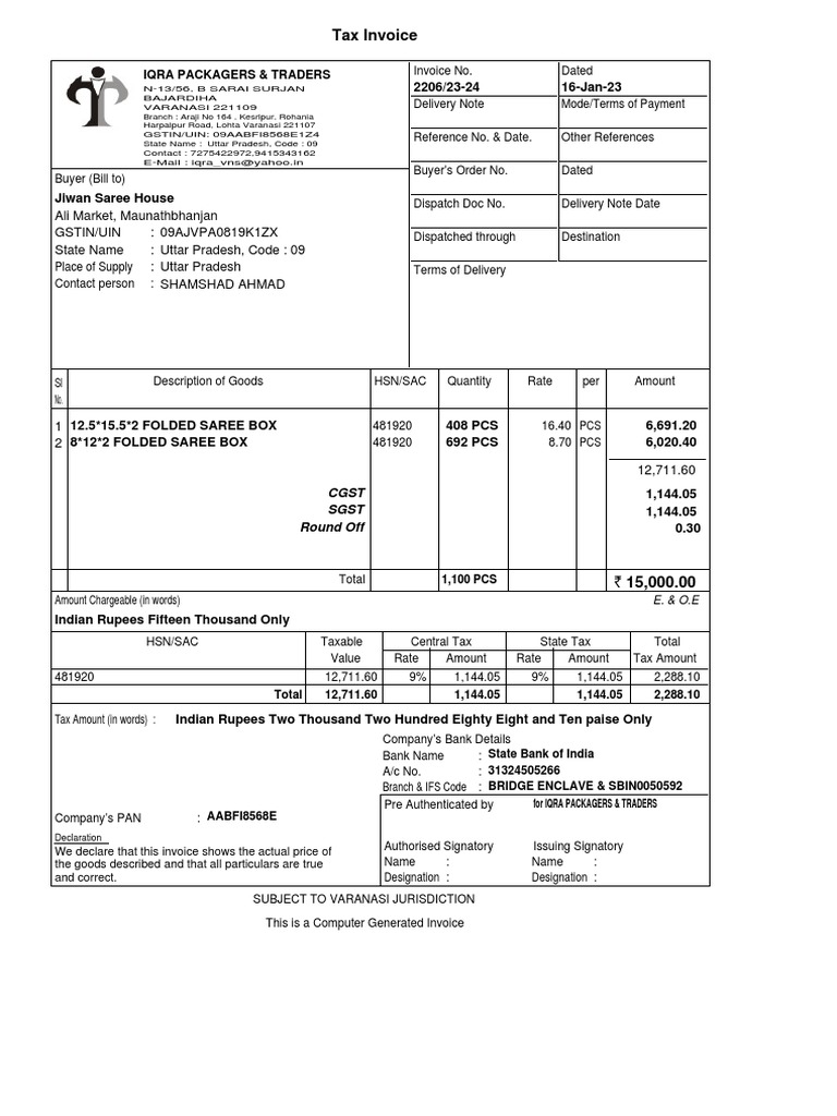 Jiwan Saree House Akmal | PDF | Invoice | Economies