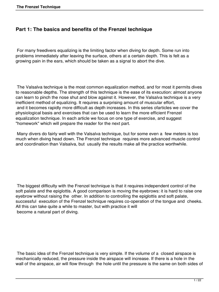 The Frenzel Technique | PDF | Human Nose | Breathing