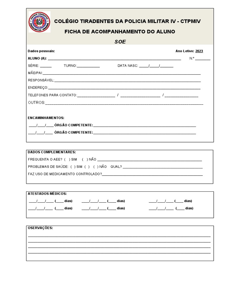 FICHA DE REGISTROS SOE | PDF