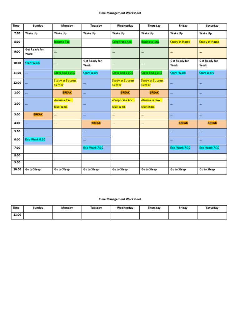 Time Management Worksheet | PDF