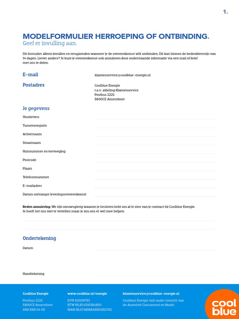 Energie Modelformulier Herroeping | PDF