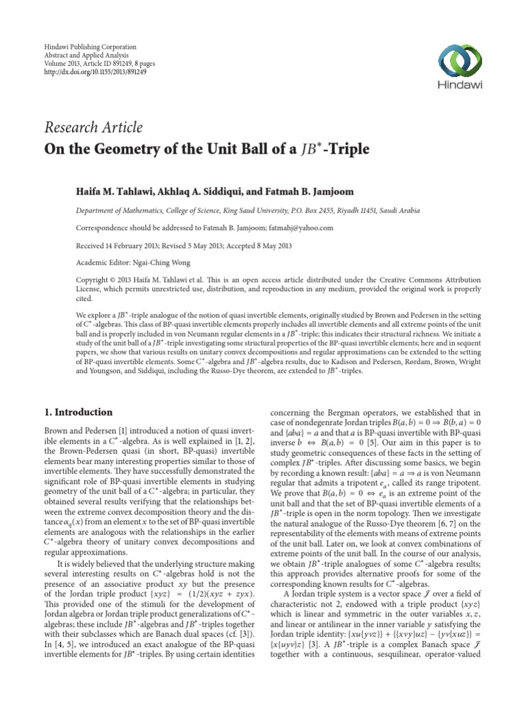 On The Geometry of The Closed Unit Ball of A JB Triple | PDF | Operator ...