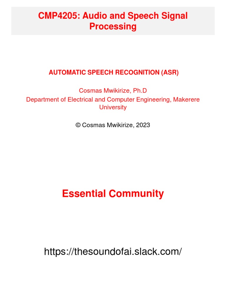 Lecture 7 Automatic Speech Recognition Pdf Speech Recognition Discrete Fourier Transform