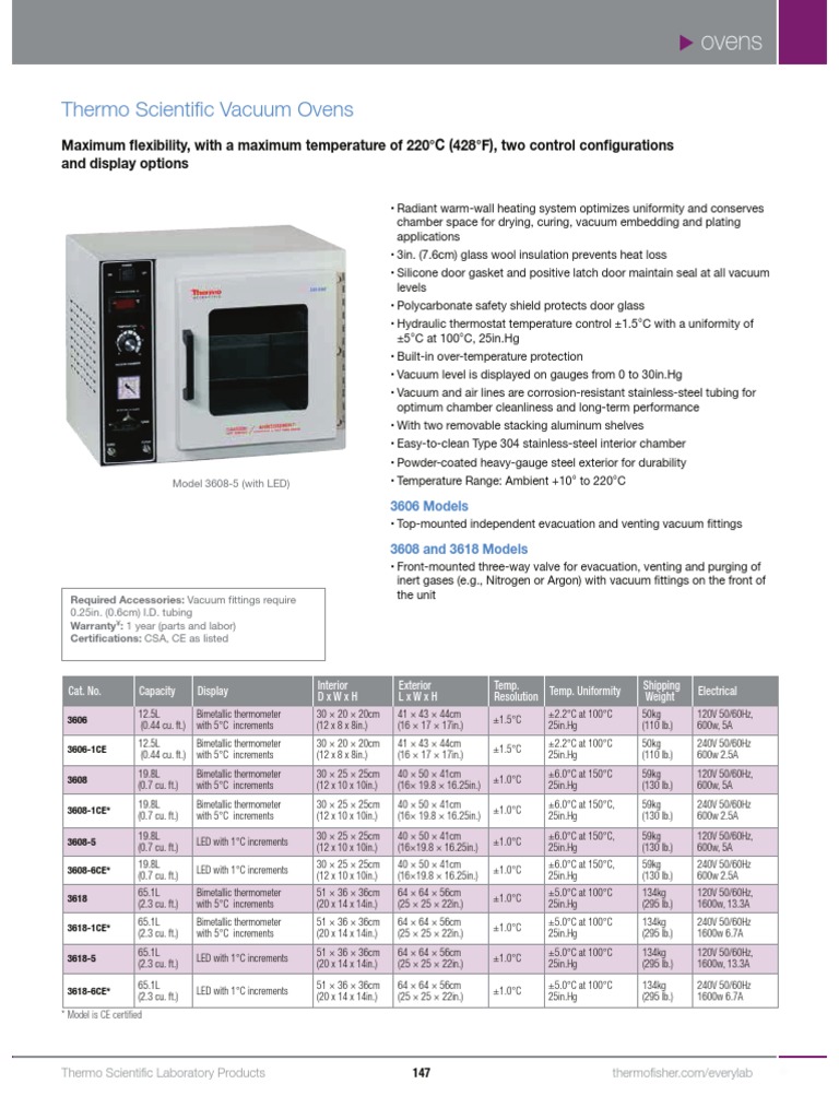 Thermo Scientific Vacuum Ovens | PDF | Vacuum | Thermostat