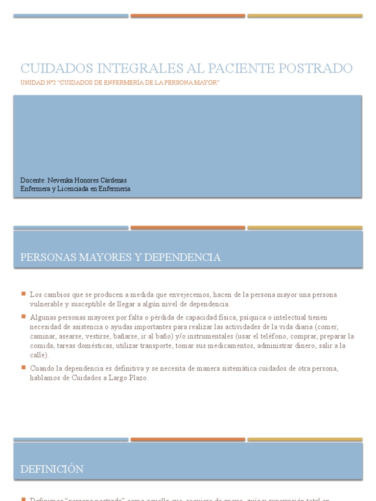 Cuidados Integrales Al Paciente Postrado | PDF