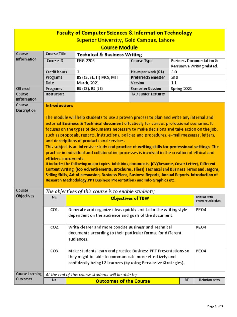 Technical &business Writing Updated 1.2 | PDF