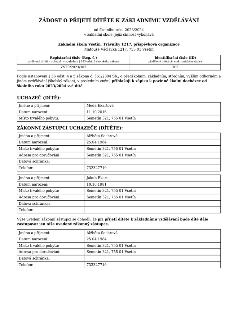 Zadost o Prijeti 302 | PDF