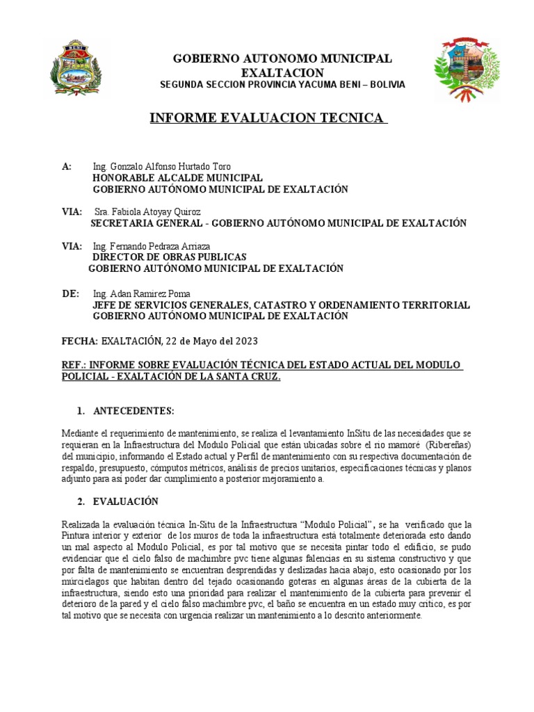 Informe de Evaluación Tecnica Modulo Policial | PDF