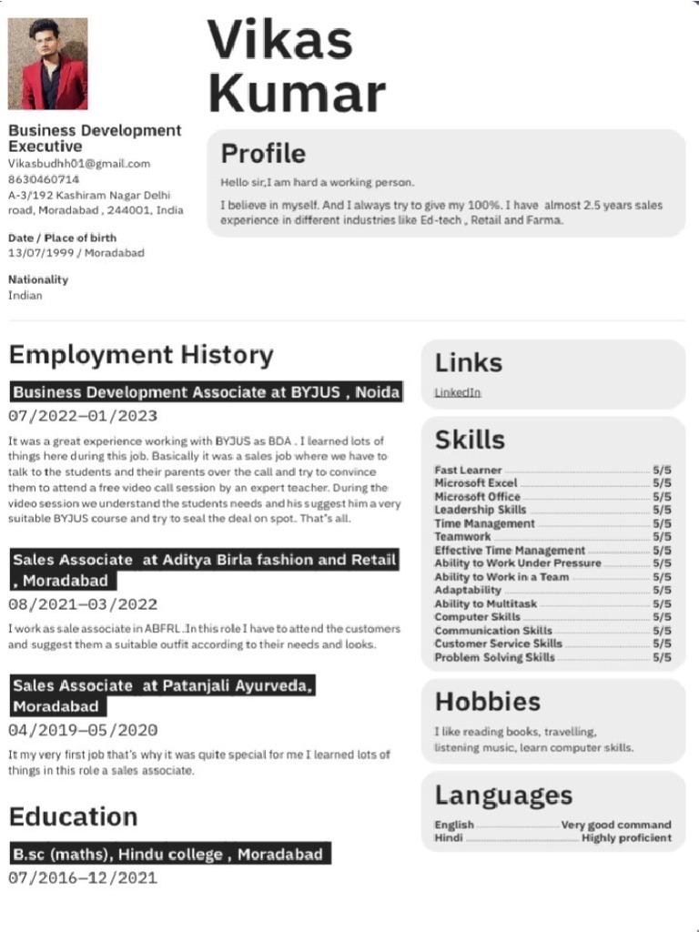 Vikas Kumar's Resume | PDF