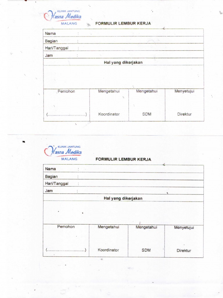 Form Lembur | PDF