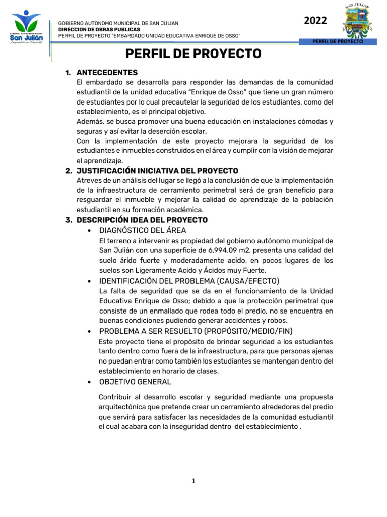 01.perfil de Proyecto | PDF | Agricultura | Cultivos