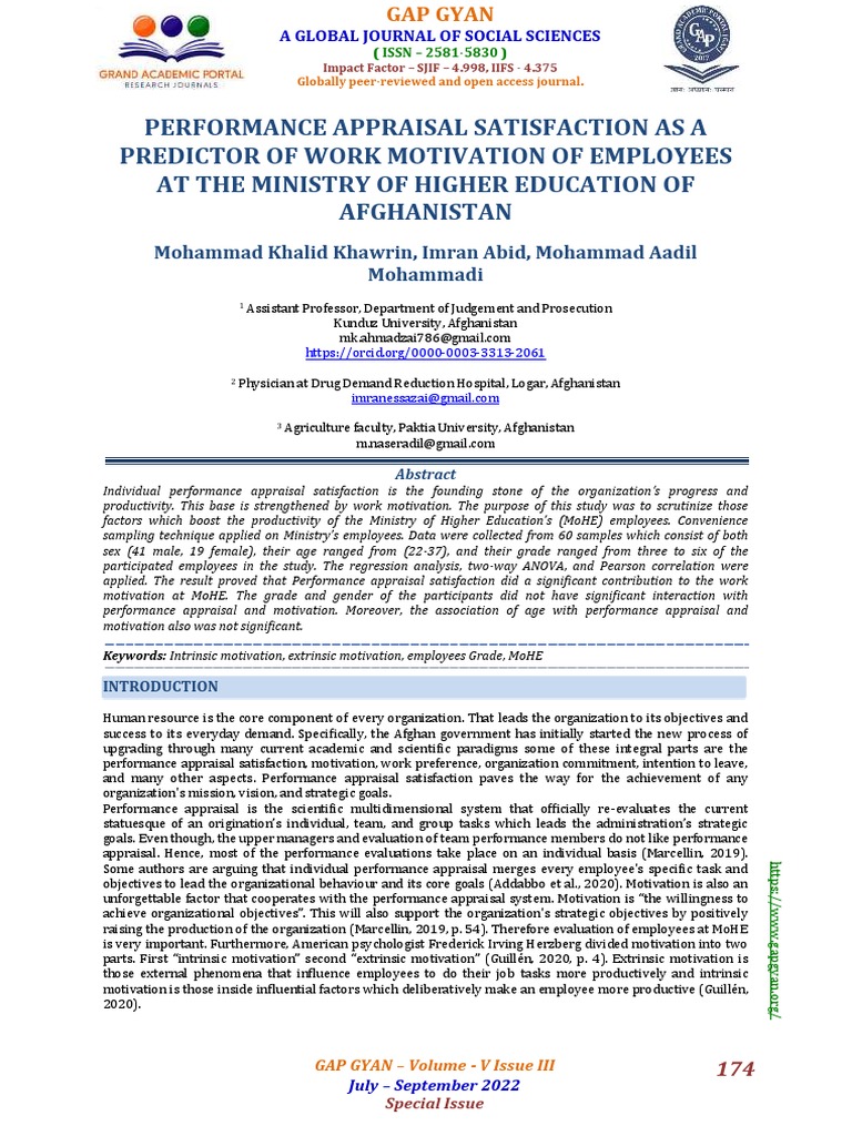 Performance Appraisal Satisfaction As A Predictor of Work Motivation of ...