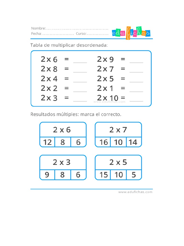 Ejercicios Tablas 2 y 5 | PDF