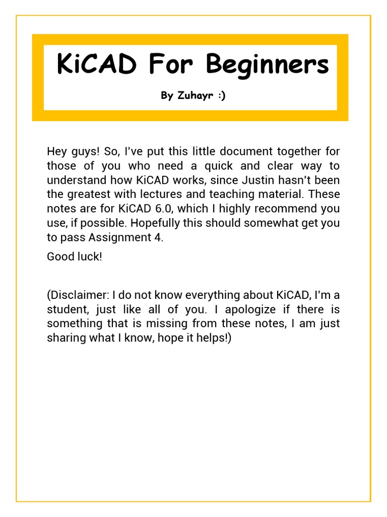 KiCAD For Beginners | PDF