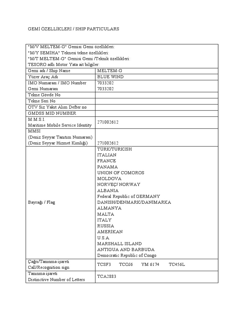 Ship Particulars | PDF