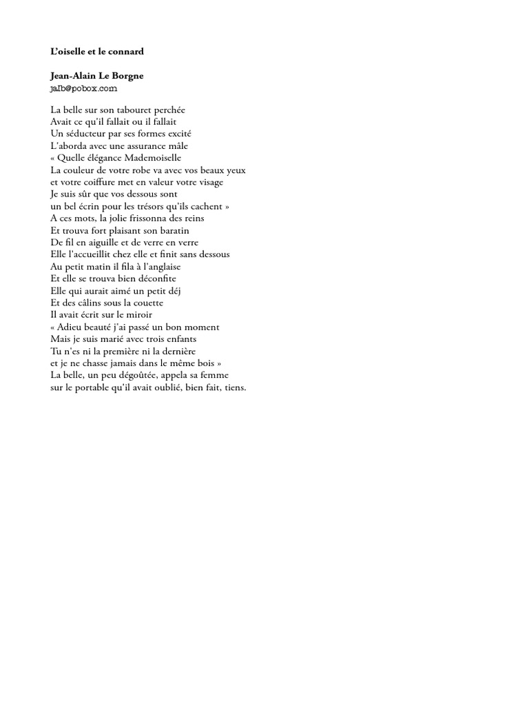 L'Oiselle Et Le Connard | PDF
