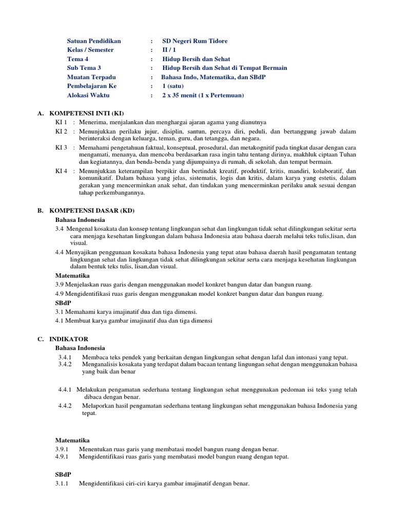 Contoh RPP Terpadu Saintifik | PDF