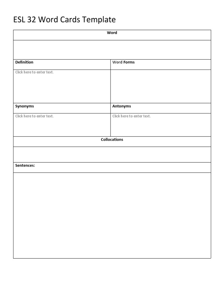Word Card Template (7) | PDF