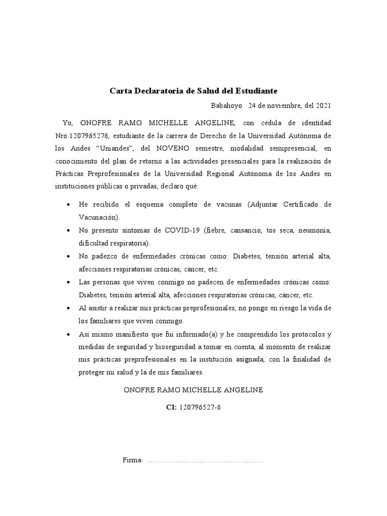 Carta Declaratoria | PDF