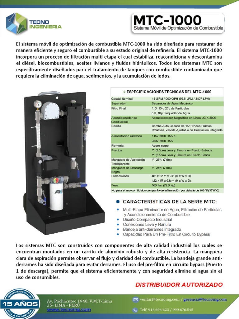 Ficha MTC-1000 - Especificaciones Tecnicas | PDF