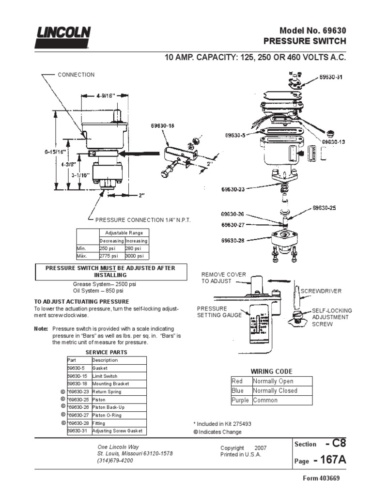 Model No. 69630 Pressure Switch | PDF | Unión | Unidades de medida