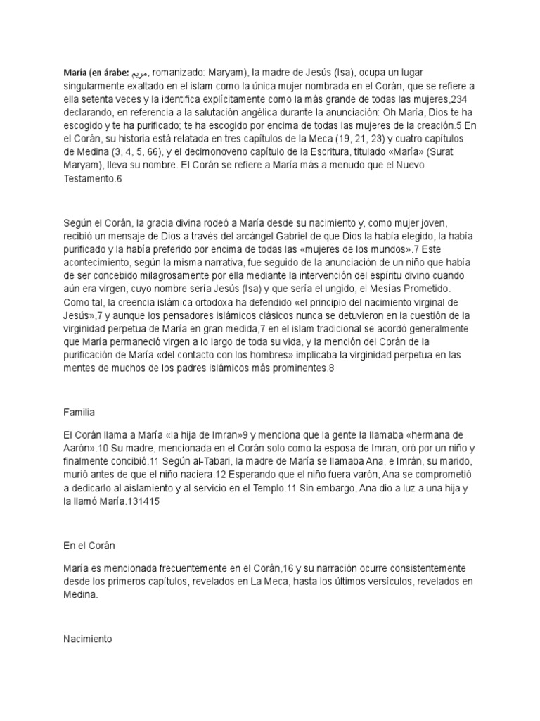 María en el Islam: Virgen y Madre de Jesús | PDF | María, madre de ...