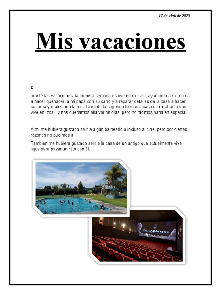 Mis Vacaciones | PDF