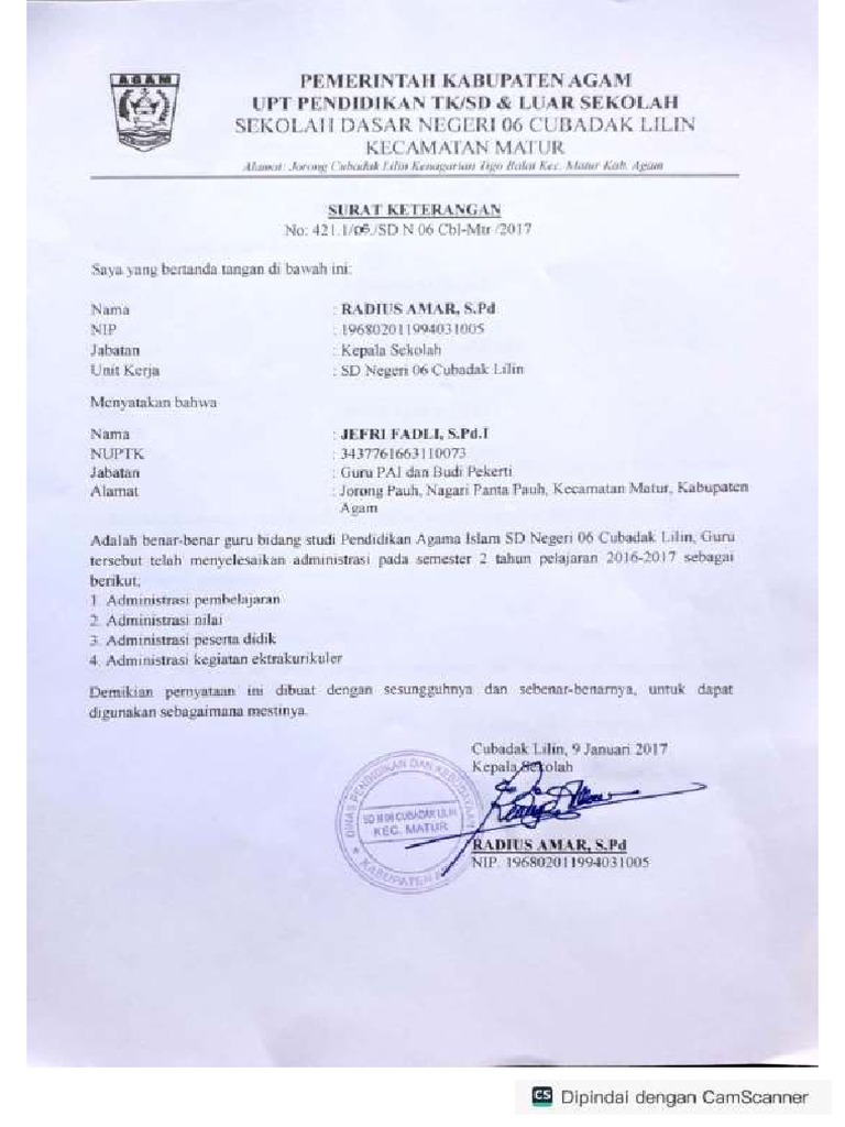 Suket Administrasi Kelas | PDF