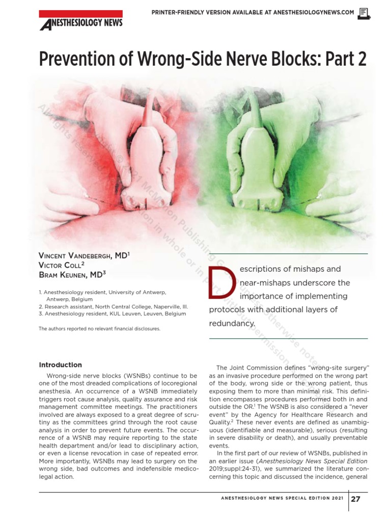 Wrong-Side Nerve Blocks - Part 2 - Anesthesiology News 2019 | PDF