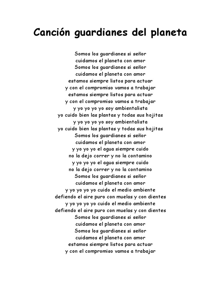Cancion Guardianes Del Medio Ambiente | PDF