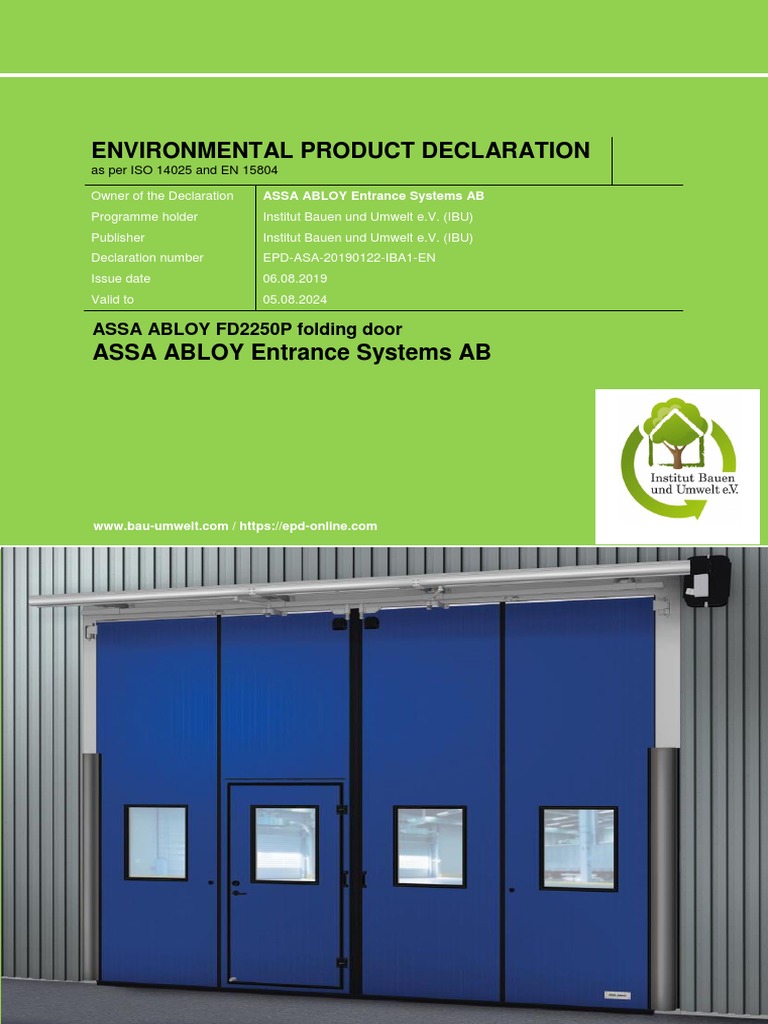 ASSA ABLOY FD2250P Folding Door EPD | PDF