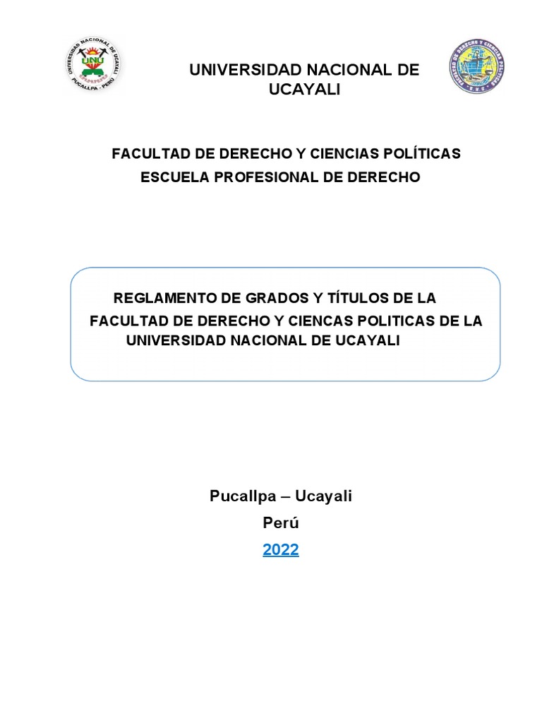 Reglamento Grados y Títulos Derecho Enero 2022 | PDF
