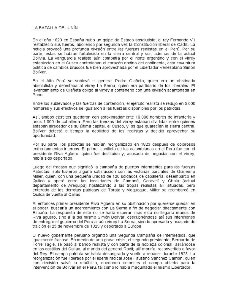 La Batalla de Junín | PDF