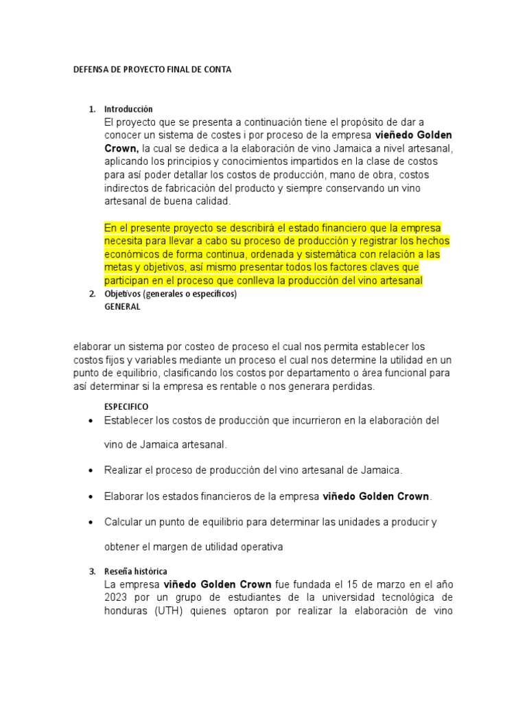 Defensa de Proyecto Final de Conta | PDF | Vino | Mercado (economía)