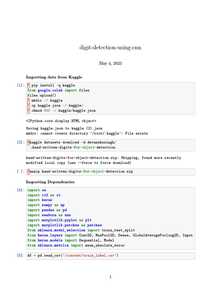 Digit Detection Using Cnn 1683226190 Pdf Computer Science