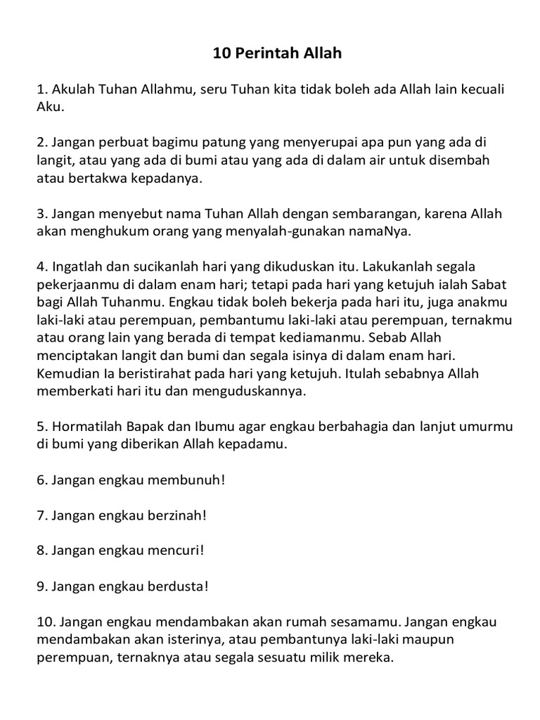 10 Perintah Allah | PDF