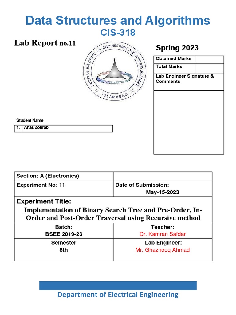 Binary Search Tree Implementation Lab Report | PDF | Applied ...
