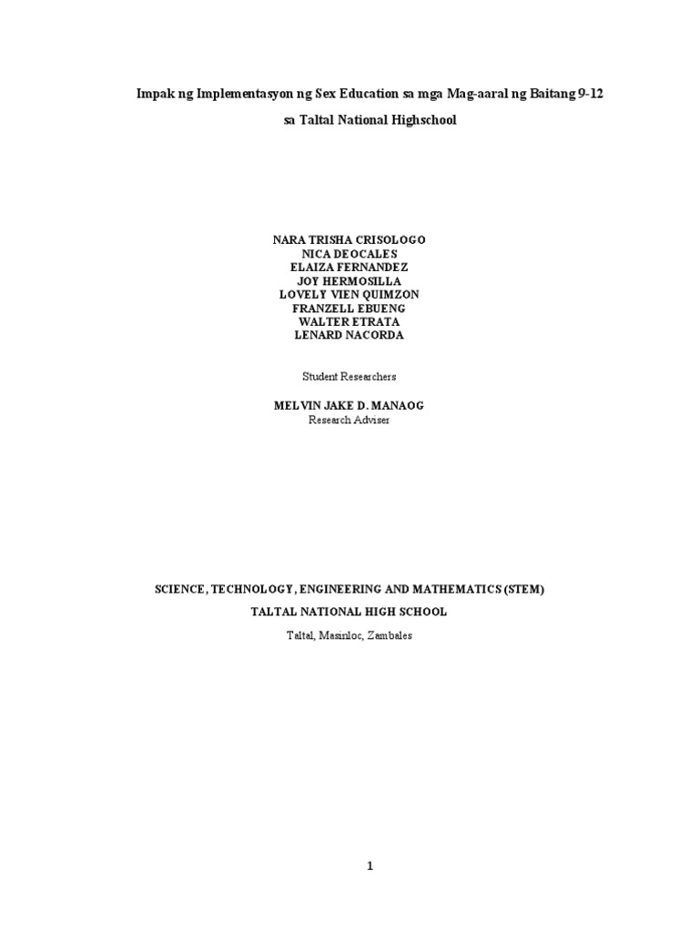 PANANALIKSIK SexEdu | PDF