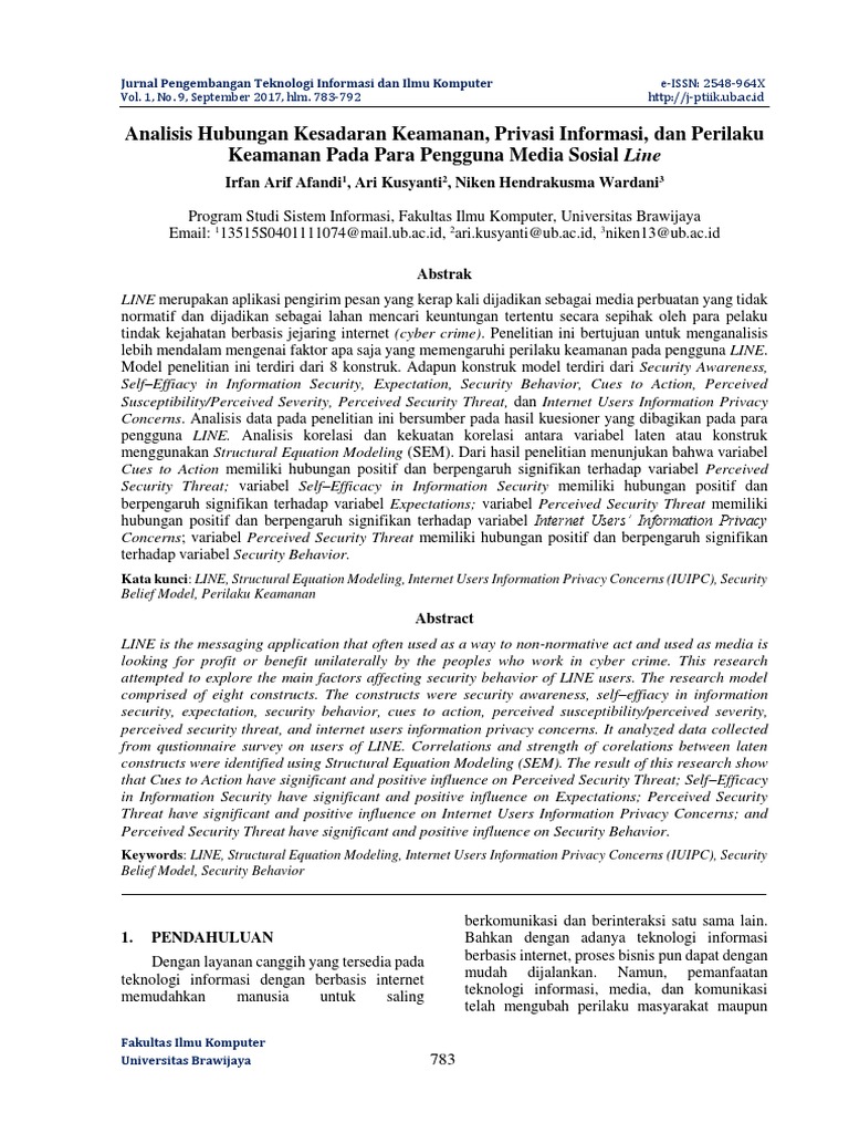 Analisis Hubungan Kesadaran Keamanan, Privasi Informasi, Dan Perilaku Keamanan Pada para ...